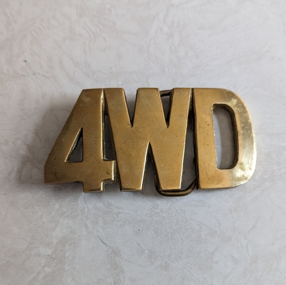 Vintage | Accessories | Vintage Brass 4wd Four Wheel Drive Belt Buckle ...